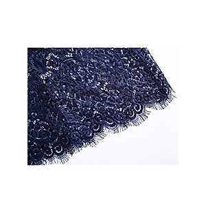 Women's Elegant Fixed V-Neck Classic Floral Lace Bodycon Cocktail Lace Dress (931B-1-3 Navy, XXL)