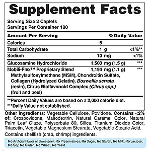 Puritan's Pride Glucosamine, Chondroitin & MSM Joint Soother-2 Per Day Formula, Tablet