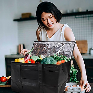 APQ Supply Black Insulated Food Delivery Bag 13 x 14 x 8 Inches, Insulated Grocery Bags with Zippered Top, Pack of 2 Heavy Duty Catering Bag for Food Deliveries, Insulated Bags for Food Delivery