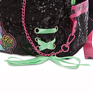 That Girl LayLay Mini Backpack PURSE for Girls, 10 inch, Sequin Material with Lace Up Grommet Details & Appliqued Patches, Adjustable Shoulder Straps, Light Weight Travel bag for kids