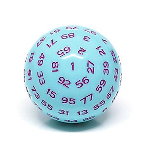 BrycesDice Blue Jay Single 100 Sided Polyhedral Dice (D100) | Blue (45mm) Purple