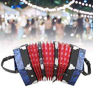 Concertina Accordion Portable 20 Keys 40 Tones Professional Musical Instrument Hand Piano Accordion for Adults Students Beginners with Carrying Bag 18 x 17 x 17cm / 7.1 x 6.7 x 6.7in (Royal Blue)