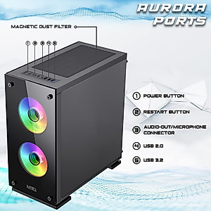 MTG Aurora 4T Gaming Tower PC- Intel Core i7 4th Gen, GeForce GTX 1660 Super 6GB GDDR6 192 bits Graphic, 16GB Ram DDR3, 512GB Nvme, RGB Keyboard Mouse and Headphone, Webcam, Win 10 Home