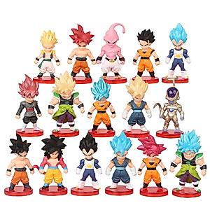 16 Piece Set of Dragon Goku Action Figure, 3" Height. Used as a Cake Topper or Party Favor Supplies, and are Perfect for Collectors of Dragon Play Balls z Toys Memorabilia.