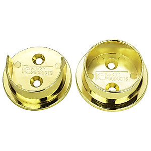 Nuk3y Heavy Duty Metal Steel Closet Pole Socket Set 1-1/2" (Polished Brass)