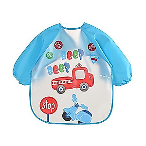 HAIMOBURG 4 Pcs Long Sleeved Baby Bibs Waterproof Sleeved Bib 9-36 Monts