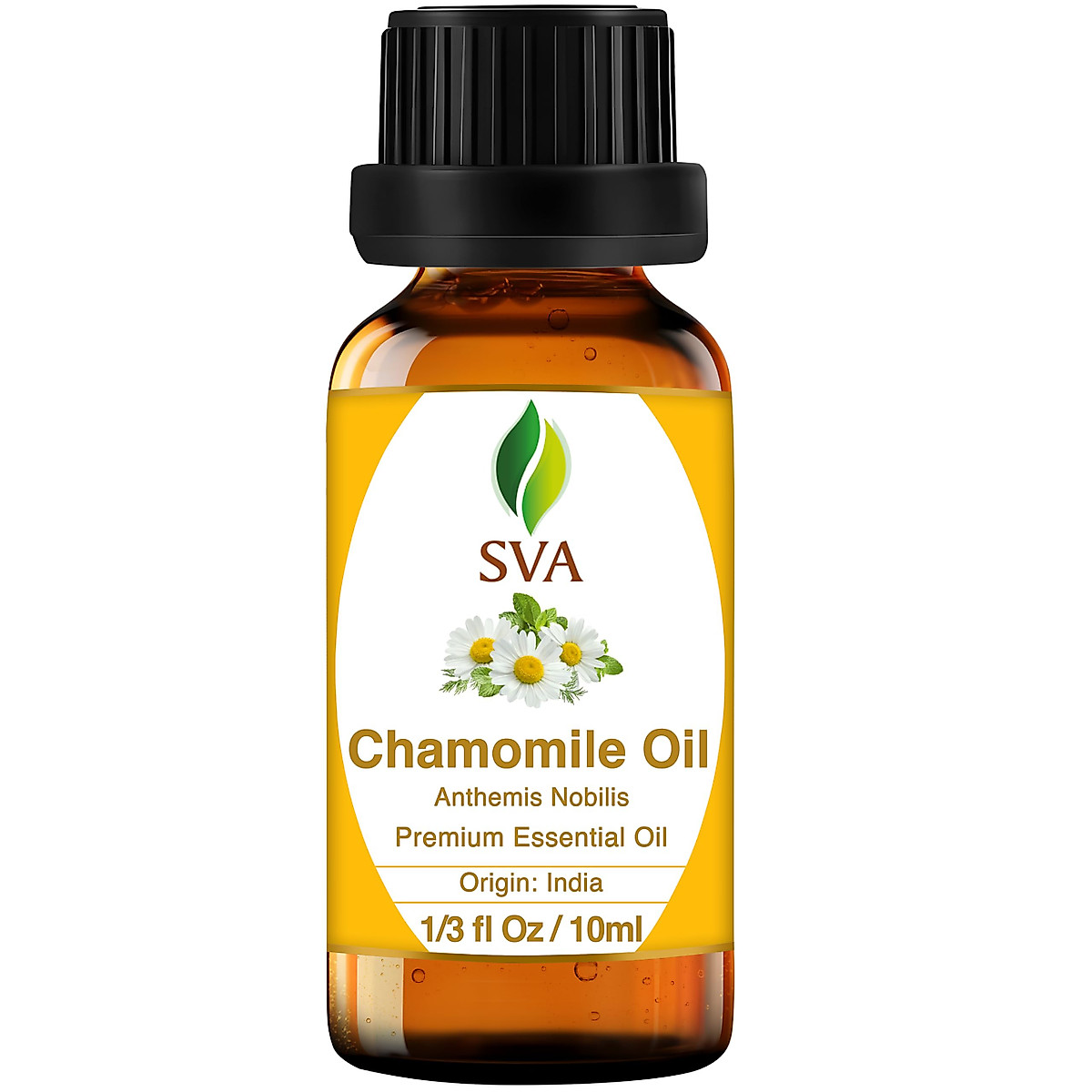 SVA Chamomile Essential Oil – 1/3 Fl Oz – 100% Natural Chamomile Oil - for Diffuser, Hair Care, Face, Skin Care, Aromatherapy, Scalp and Body Massage, Soap and Candle Making