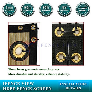 Ifenceview 5'x5' to 5'x30' Beige Fence Privacy Screen Fabric Mesh for Construction Site, Yard, Garden 160 GSM UV Protection (5'x5')