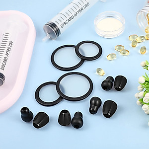 2 Sets Stethoscope Replacement Parts Adult and Pediatric Replacement Diaphragm and Silicone Stethoscope Ear Tips Accessories for Stethoscope (Black)