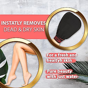 Kelebek Premium Natural Exfoliating Gloves, Turkish Hammam Kese, Original Exfoliating Mitt, Body Scrub for Men and Women (Black 2 Count (Rough))