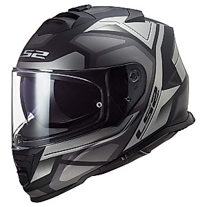 LS2 Helmets Assault Full Face Motorcycle Helmet W/SunShield (Petra Matte Black/Graphite/Gray - 2X-Large)