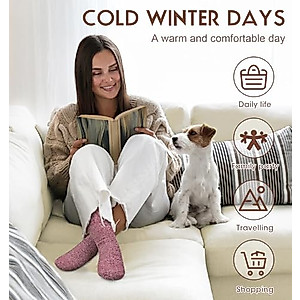 Pack of 5 Womens Thick Knit Warm Casual Wool Crew Winter Socks, Mixed Colors 1- 5 Pack,one size(fits shoe size 5-10)