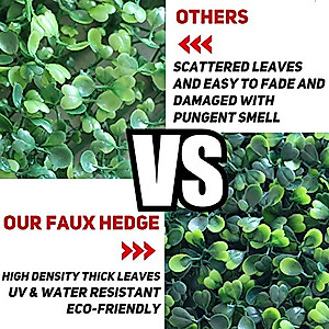 Goasis Lawn Artificial Boxwood Fence Panels Topiary Hedge Plant UV Protected Privacy Screen Outdoor Indoor Use Garden Fence Backyard Home Decor Greenery Walls (24 Pack)