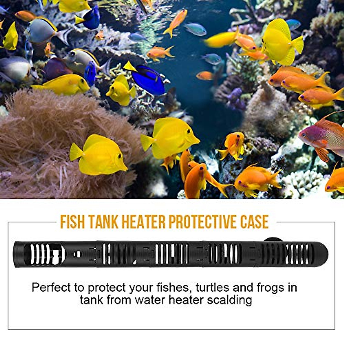 Hffheer Fish Tank Heater Guard Protector Detachable Fish Tank Heating Rod Sleeve Plastic Aquarium Heater Protective Cover Guard with Suction Cups(#2)