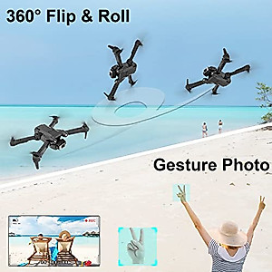 MOCVOO Drone with Dual Camera for Adults Kids, 1080P HD FPV Camera Drones with Carrying Case, Foldable RC Quadcopter Toy Gift for Boys Girls, 2 Batteries,120° RC Adjustable Lens,Gravity Control,3 Speeds