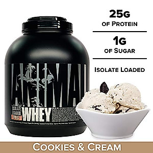 Animal Whey Isolate Protein Powder, Loaded for Post Workout and Recovery, Cookies & Cream, 4 Pound, 64 Oz