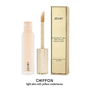 Jouer Essential High Coverage Liquid Concealer - Soft Matte Finish - 25 Shades - Healthy Ingredients - Paraben, Gluten & Cruelty Free - Vegan Friendly,Amber- Dark Skin with Golden Undertones