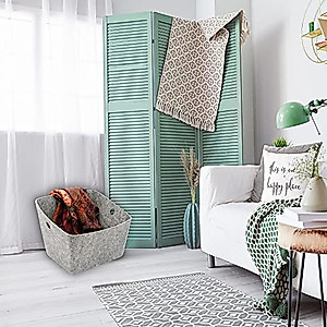 Welaxy Storage Basket Organizer Bins Cone Shelf Baskets for Magazine Books Kids Toys pet Toy Junk Organize 3-Piece (Gray x 3)