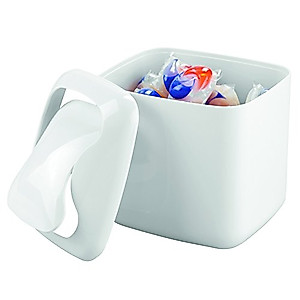 iDesign Una Vanity Countertop Wastebasket Trash Can - White
