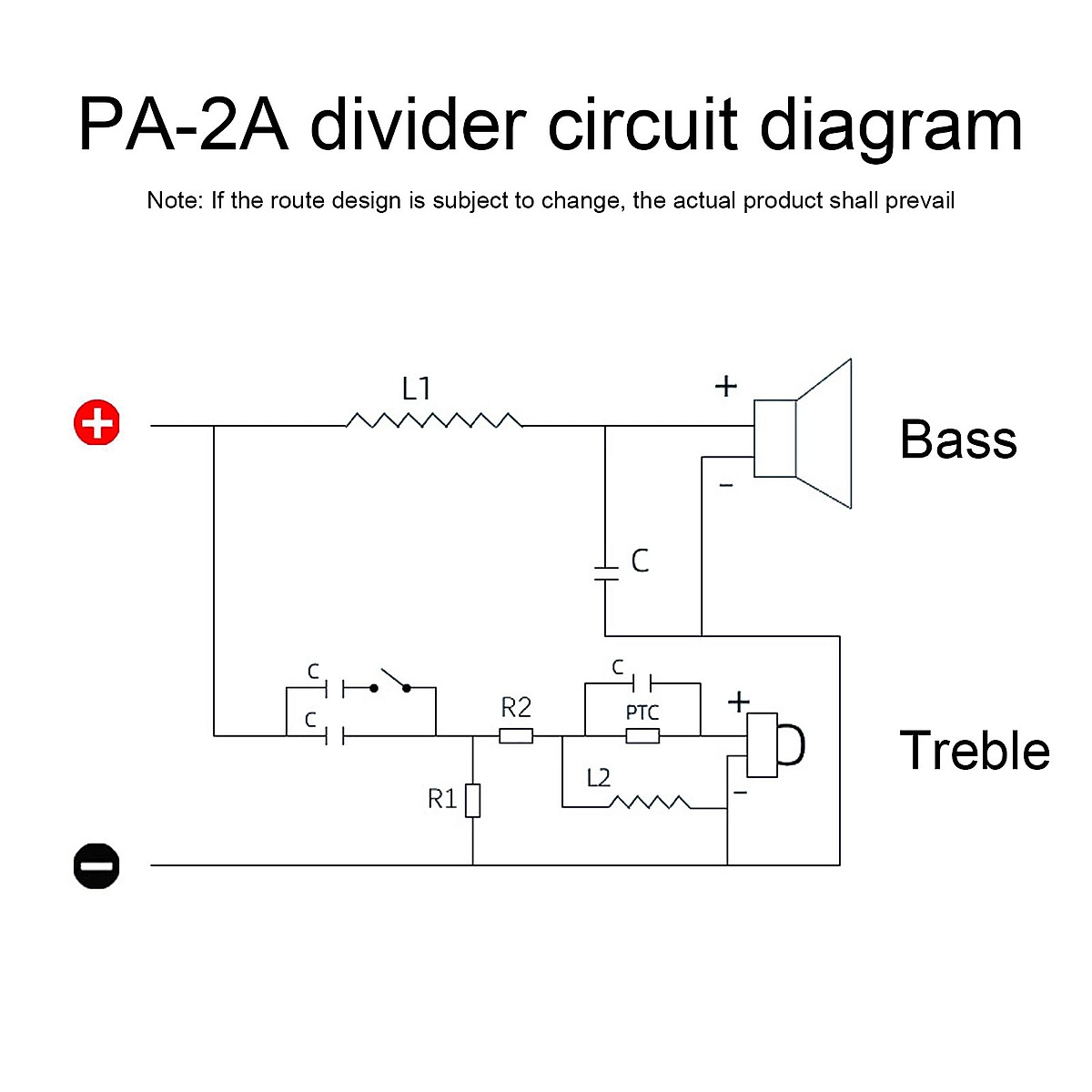 DriSentri 2 Way Crossover for Speaker, 450W 4-8 Ohm 2 Way High-Low Frequency Divider for Speaker, HiFi Speaker Crossover