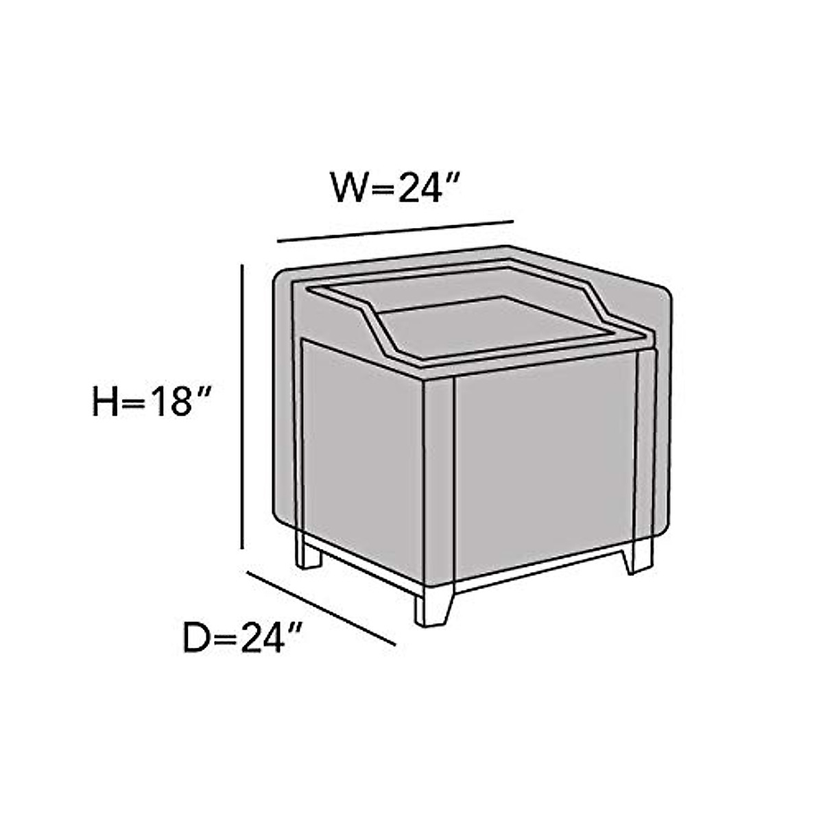 Covermates Deck Box Cover - Heavy-Duty Polyester, Weather Resistant, Drawcord Hem, Seating and Chair Covers, 24W x 24D x 18H, Ripstop Tan