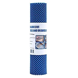 RAY STAR 12*48 inch Wire Shelf Liner for Kitchen Cabinets, Non-Adhesive Refrigerator Liners Washable, Vinyl Drawer Liner Non-Slip Bathroom Cabinet Liner Blue