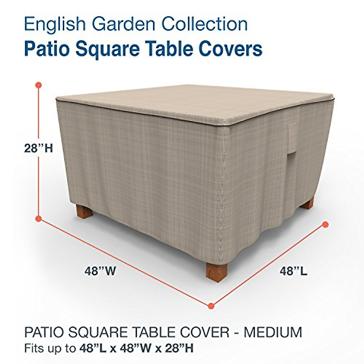 Budge P5A09PM1 English Garden Square Patio Table Cover Heavy Duty and Waterproof, Medium, Two-Tone Tan