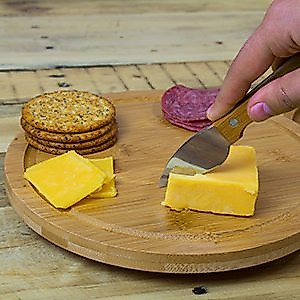 Juvale Cheese Board Set - Charcuterie Board and Cheese Tools, Cheese and Meat Board, Includes 1 Bamboo Cutting Board and 4 Piece Knife Tools, 10.2" x 10.2" x 1.5"