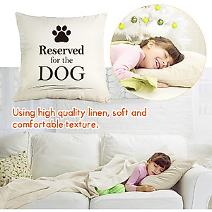 Reserved for The Dog Throw Pillow Case, Funny Dog Pillow Cover, Dog Decor Gift, Gifts Dog Mom, Gifts Dog Owner, Cushion Cover for Sofa Couch Bed, 18 x 18 Inch-8L110
