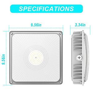 LED 75W Canopy Light Outdoor, Super Bright 5000K Daylight 9750LM IP65 Waterproof Outdoor Carport Ceiling Light, AC100-277V for Commercial Canopy Lights, Gas Station, Garage, Shop Lighting(1 Pack)