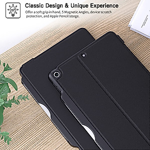 ZtotopCases for iPad 9th/8th/7th Generation 10.2 Inch, [5 Magnetic Stand Angles + Pencil Holder + Highly Shockproof +Auto Wake/Sleep], Premium PU Leather Cover for iPad 10.2 inch 2021/2020/2019, Black
