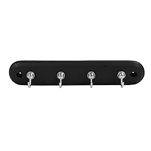Spectrum Diversified Four Hook Rack, Modern Entryway Organizer & Wall Décor Wall-Mounted Key Holder & Organizer for Hanging Car & House Keychains, 4, Black/Chrome