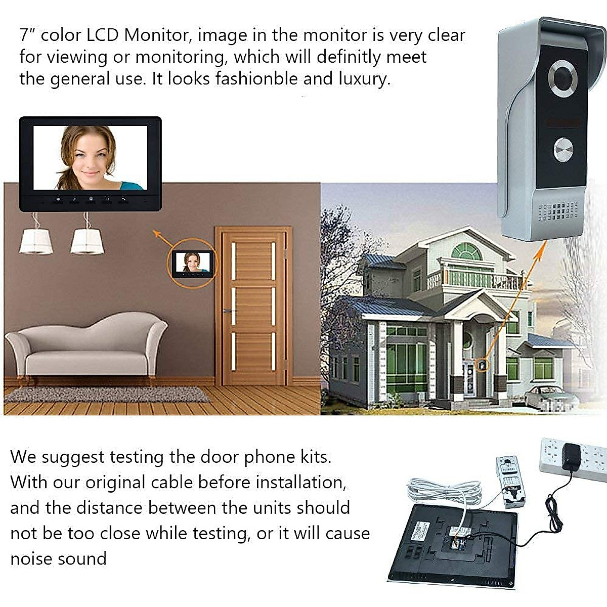 AMOCAM Apartment Video Intercom System and Electric Control Door Lock and 12V Power Supply Control for Home Villa Apartment