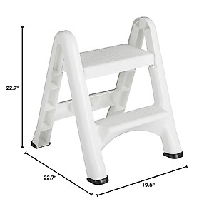 Rubbermaid EZ Step Folding Stool, 2-Step, White