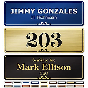 Name Plates for Doors, Custom Office Door Signs, Personalized Wall Plaques - 2.5x8 Inch, 18 Colors, (Prestige) Made in USA By My Sign Center