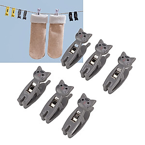 6Pcs Cat Shaped Bag Clips, Small Cat Chip Clips, Paper Clamp, Clothespin Chip Food Storage Bag Seal Clamp, Mini Multipurpose Clips Food Sealer(Gray)