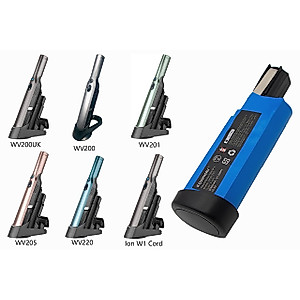 Cameron Sino Replacement Battery for Shark Ion W1 Cord, WV200, WV200UK, fits Part No XFBT200, XFBT200EU, 10.8V Li-ion 2000mAh / 21.60Wh