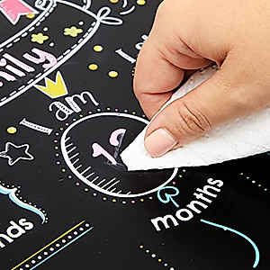 Monthly Baby Milestone Chalkboard, First Year Boy and Girl Age Tracking Growth Sign (11.6 x 15.6 in)
