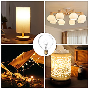 HINUAXBULB 8 Pack 40 Watt Wax Warmer Bulb Replacement Light Bulb for Full Size Scentsy Warmer 120V G50 E12 Incandescent Standard Base for Indoor Outdoor Patio String Lights