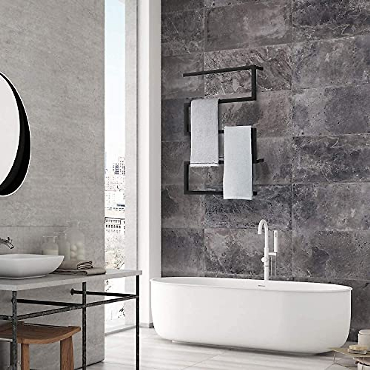 Bathroom Towel Warmer Electric Heated Towel Rack, Towel Warmer Drying Rack, Electric 304 Stainless Steel Heated Towel Rack, 10-Bar Wall Mounted Constant Temperature Heated Towel Rail Bathroom Radiator