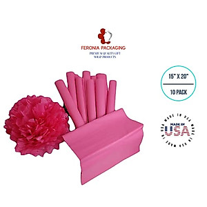 Feronia packaging Hot Pink Tissue Paper Squares, Bulk 10 Sheets, Premium Gift Wrap and Art Supplies for Birthdays, Holidays, or Presents, Large 15 Inch x 20 Inch Made in USA