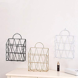 oAtm0eBcl Handheld Wall Hanging Magazines Storage Basket, Desktop Books Newspapers Storage Basket Rack Organizer Black