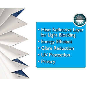 Redi Shade No Tools Easy Lift Trim-at-Home Cordless Pleated Light Blocking Fabric Shade Natural, 36 in x 64 in, (Fits windows 19 in - 36 in)