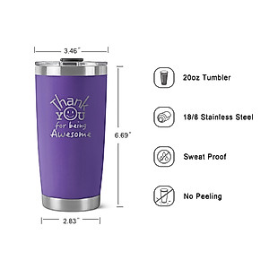 DLOCCOLD Thank You Gift for Coworkers, Valentine's Day, Appreciation for Employees, Teachers, Friends - 'Thank You for Being Awesome' Tumbler, Administrative Day, Purple