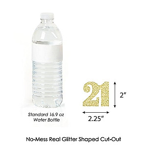 Gold Glitter 21 Party Straws - No-Mess Real Gold Glitter Cut-Out Numbers & Decorative 21st Birthday Party Paper Straws - Set of 24