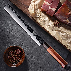 FINDKING Dynasty Series 9” Kiritsuke Gyutou Knife and 12” brisket Knife, High Carbon Clad Steel Octagonal Handle Kitchen Slicing Knives