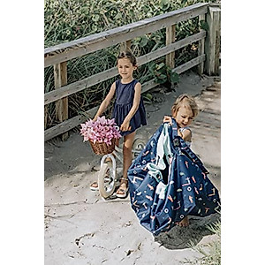 Play & Go Waterproof Drawstring Play Mat Storage Bag for Children - Kids Toy Storage Organizer - Drawstring Toy Bag - Large 55" Play Mat for Toddlers Toys and Bag for Storage - Surf