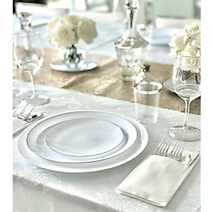" OCCASIONS " Wedding Party Linen Feel White Dinner Paper Napkins (120, Prefolded for Silverware)