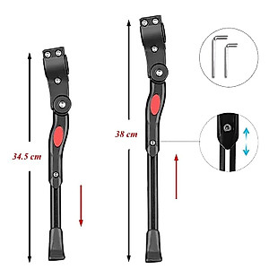 MXDJ 2Pcs Bike Kickstand, Adjustable Bike Stand, Universal Aluminum Alloy Bike Side Kickstand Heavy Duty Bicycle Stand Support for Mountain Bike, Road Bike, Kids Bike, Folding Bike