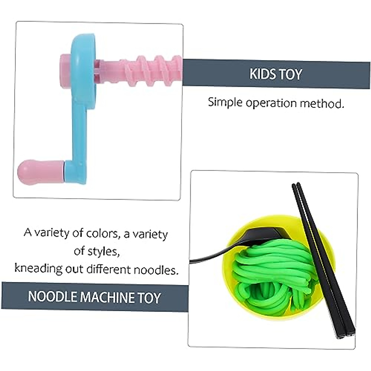 HOMSFOU 1 Set Early Colored Education of Cartoon Clay Creations Plasticine Noodle Interesting with Comes Toy Dough Maker Machine Model Tins Kid Child Kitchen Educational Funny Party